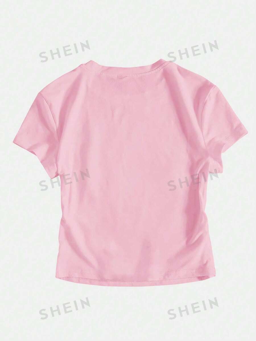 Shein Ezwear Womens Summer Y2k Pink Slogan The Beach Cocktail