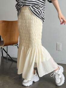 FRIFUL Damen Raffungen Design Schlitz Fischschwanz Rock Herbst Röcke ...