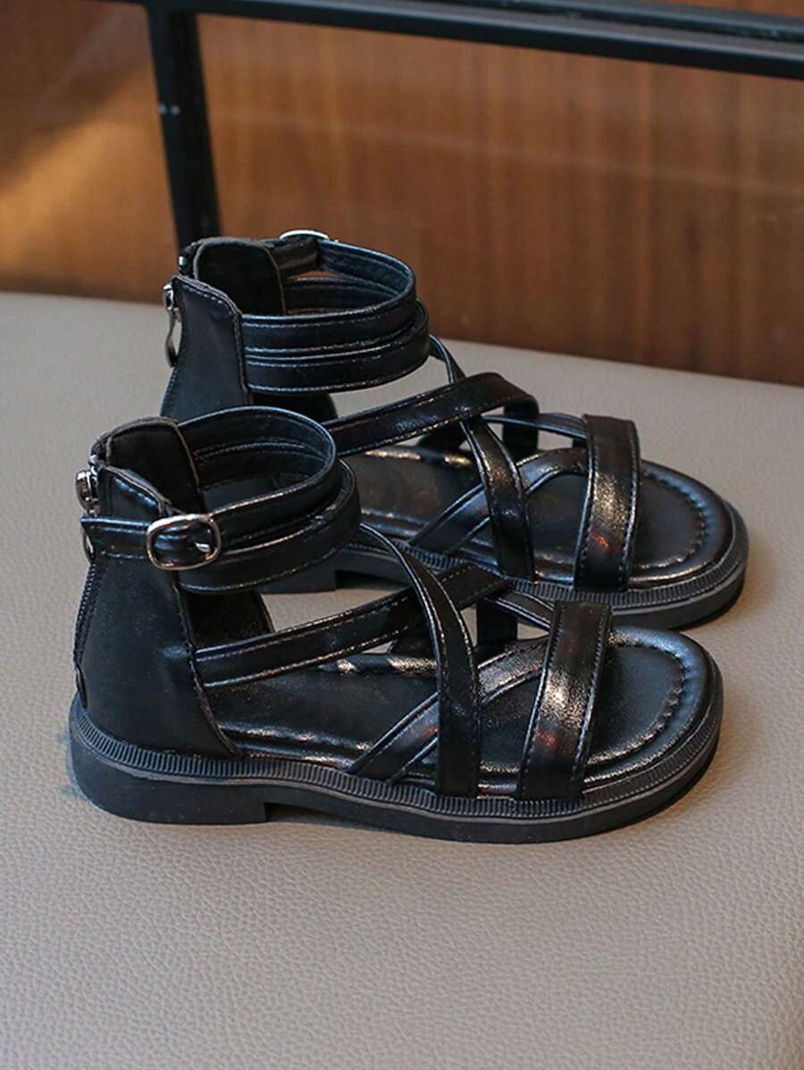 Girls Roman Sandals 2024 Summer, Cross Straps Open Toe High-Top Shoes ...
