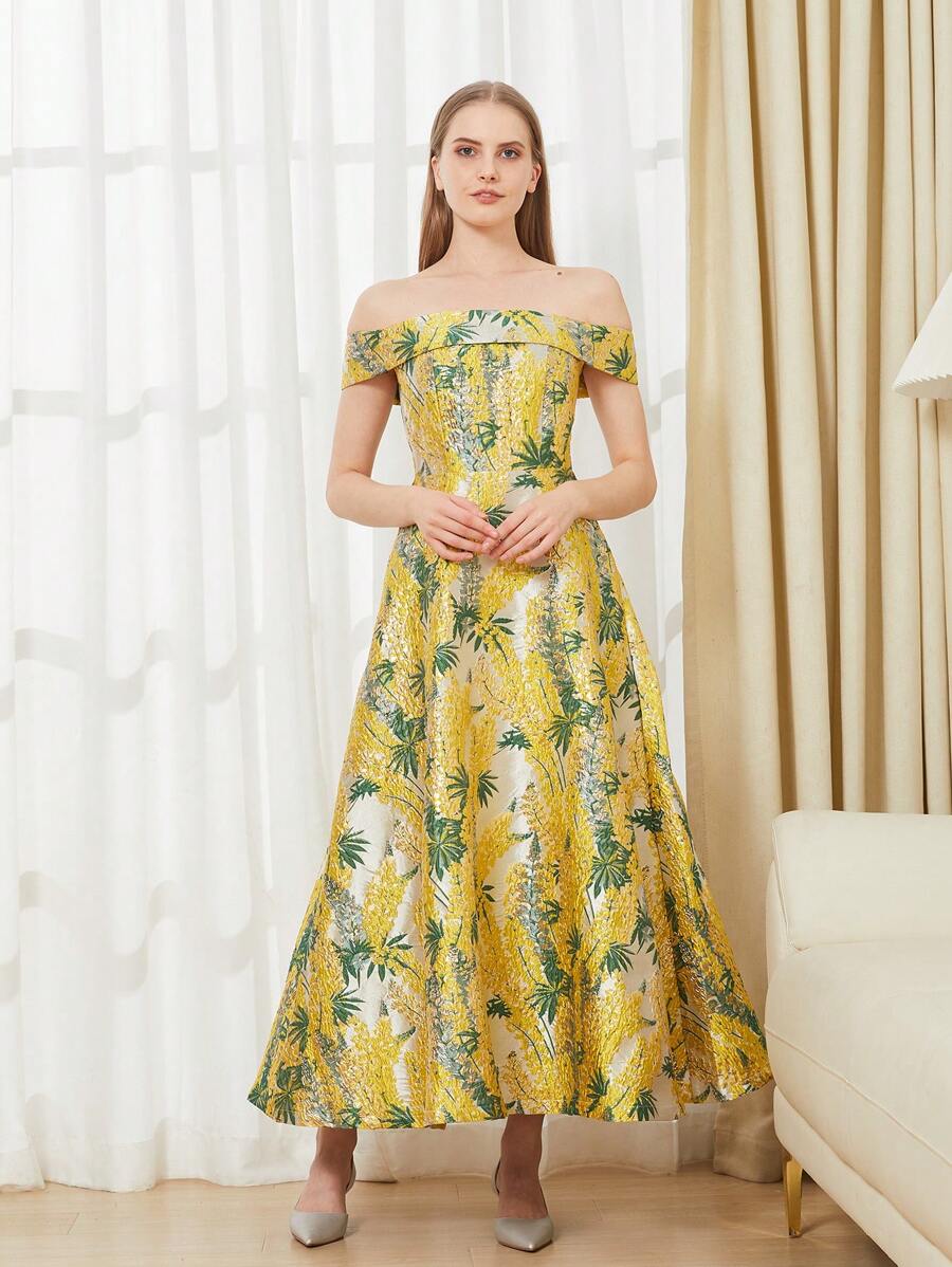 Heavy Jacquard Light Luxury Full Print One-Shoulder Elegant Women's ...