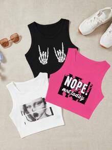 Lunelith SHEIN Lunessa Women's Simple Printed Sleeveless Tank Top For ...