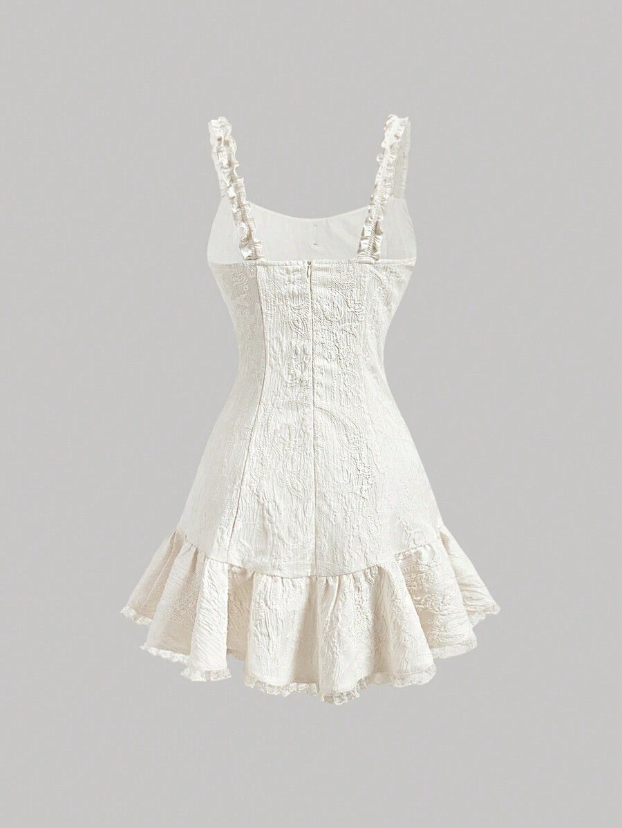 SHEIN MOD Cream Apricot Vintage Bodycon Mini Dress With Pleats, Court ...