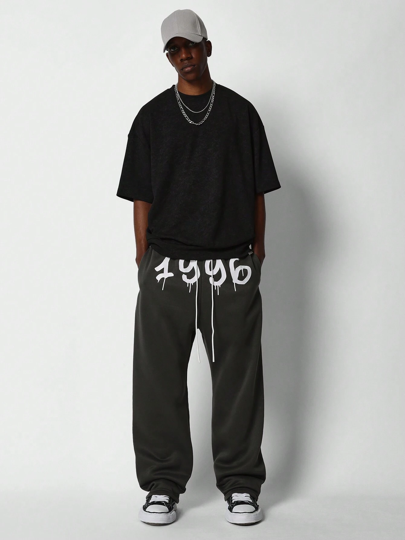 SUMWON Loose Fit Baggy Drop Crotch Joggers With Front Print | SHEIN USA