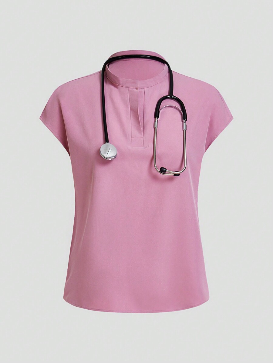 SHEIN TaskFit Solid Color Short Sleeve Top & Pants Scrub Uniform Scrub ...