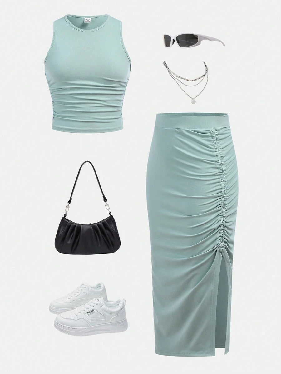 SHEIN Conjunto Casual de 2 Peças para Adolescente de Menina, Top ...