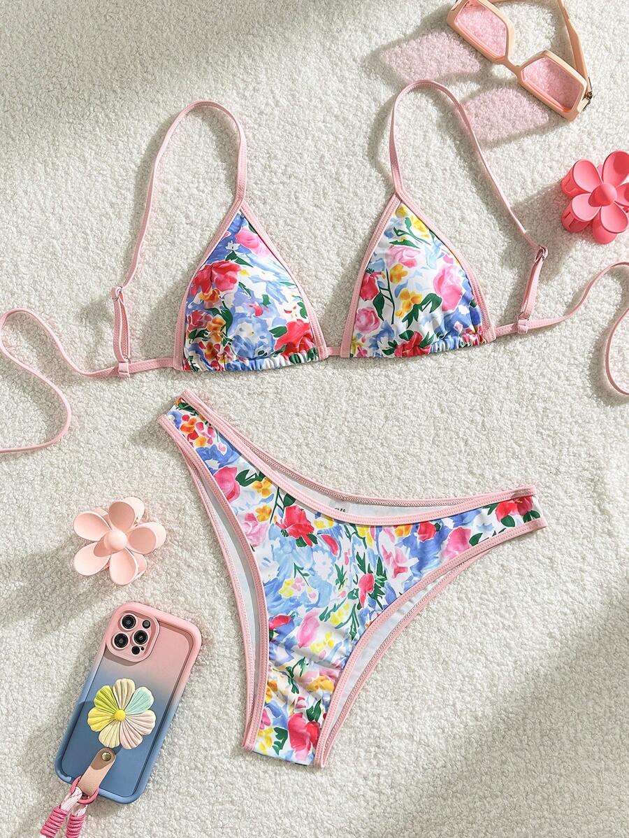Womens Summer Beach Floral Printed Sexy Bikini Set Random Printed 1260