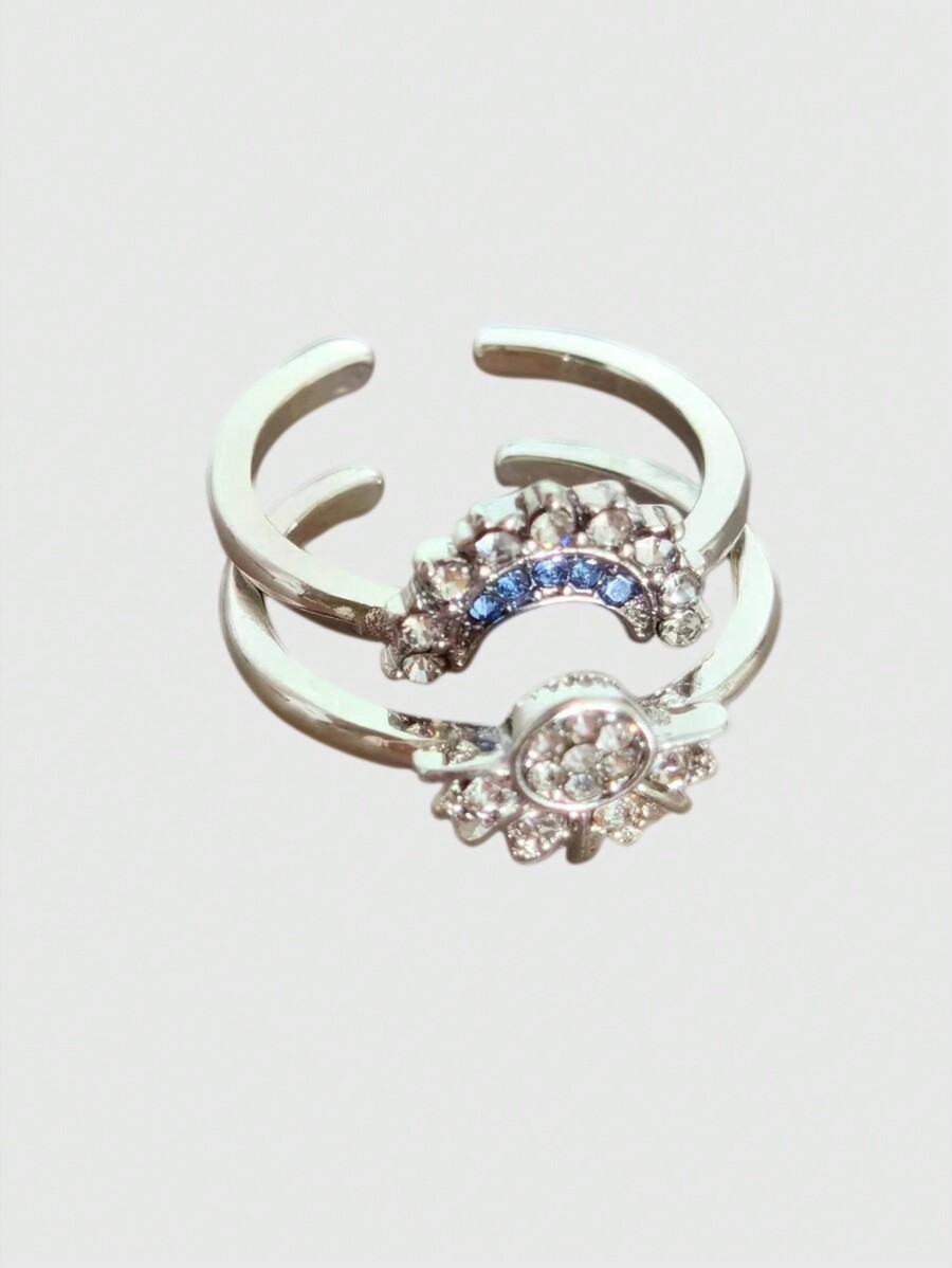 ROMWE Fairycore Sun Moon Overlap Couple Rings Set | SHEIN UK
