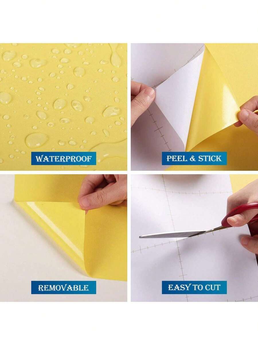 1roll Solid Bright Yellow Peel And Stick Wallpaper Matte Yellow Contact ...