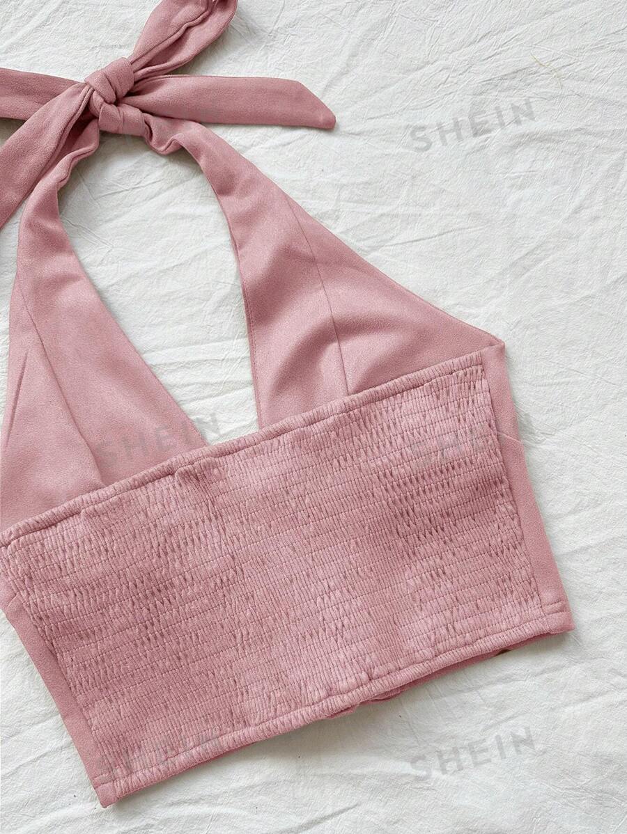 SHEIN WYWH Wywh Camiseta Sin Mangas Para Festival De Música De Tela Marrón Estilo Bohemio Para ...