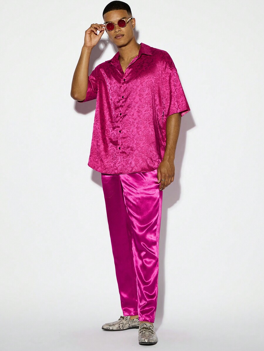 Manfinity NiteLyfe Men's Beach Outfits Basic Slim Fit Breathable Woven Casual Party Nightclub ...