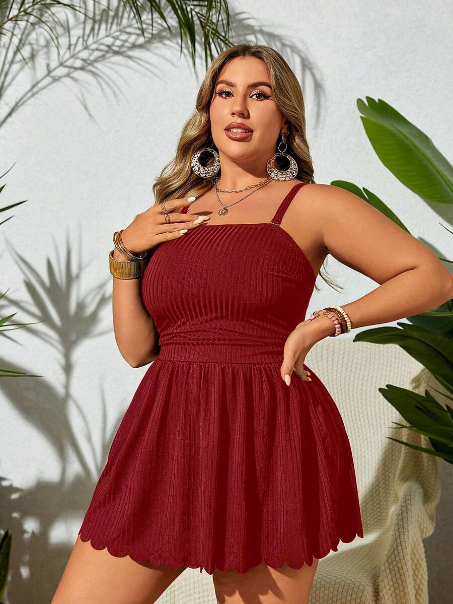 SHEIN Swim Curve Summer 2025 New Year Plus Size Adjustable Swim Dress ...