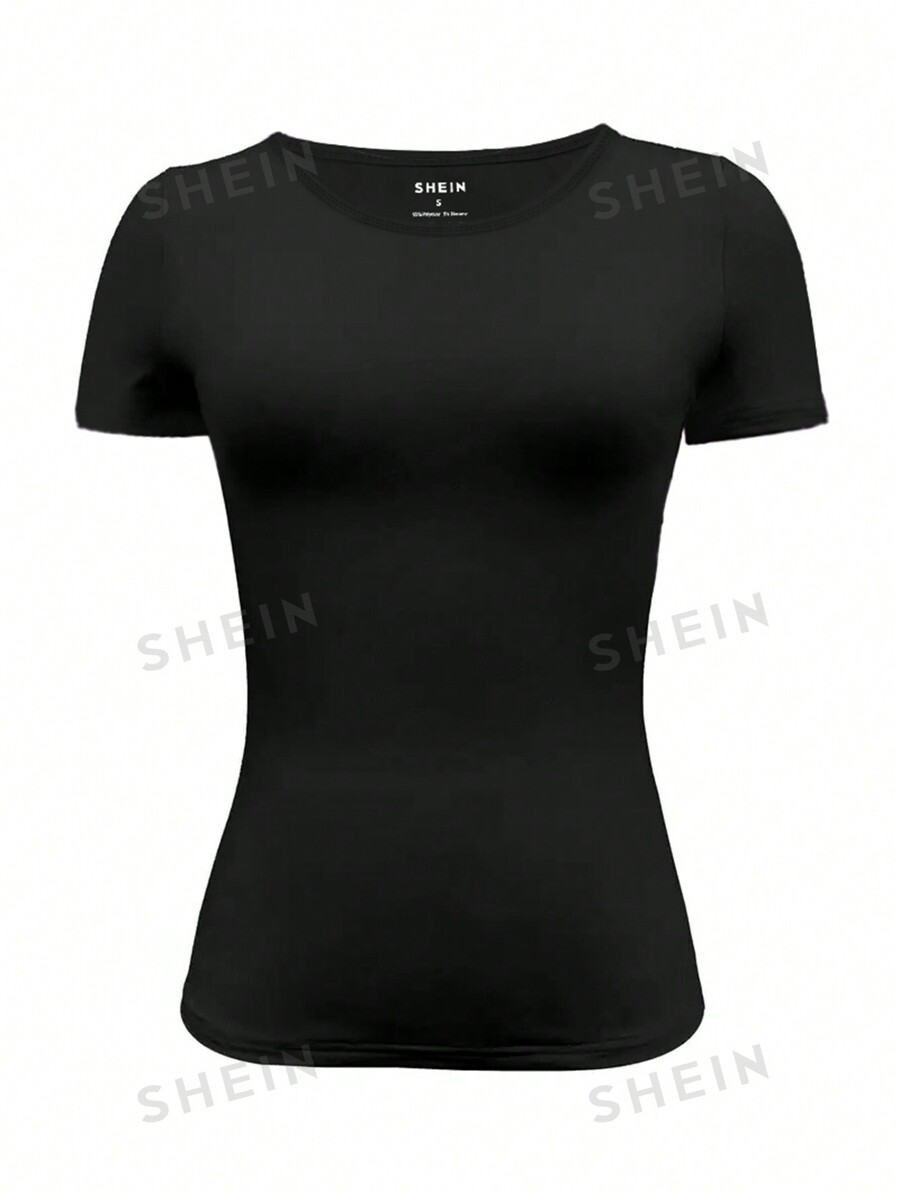 SHEIN Essnce Women's Solid Color Slim Fit T-Shirt for Sale Australia ...