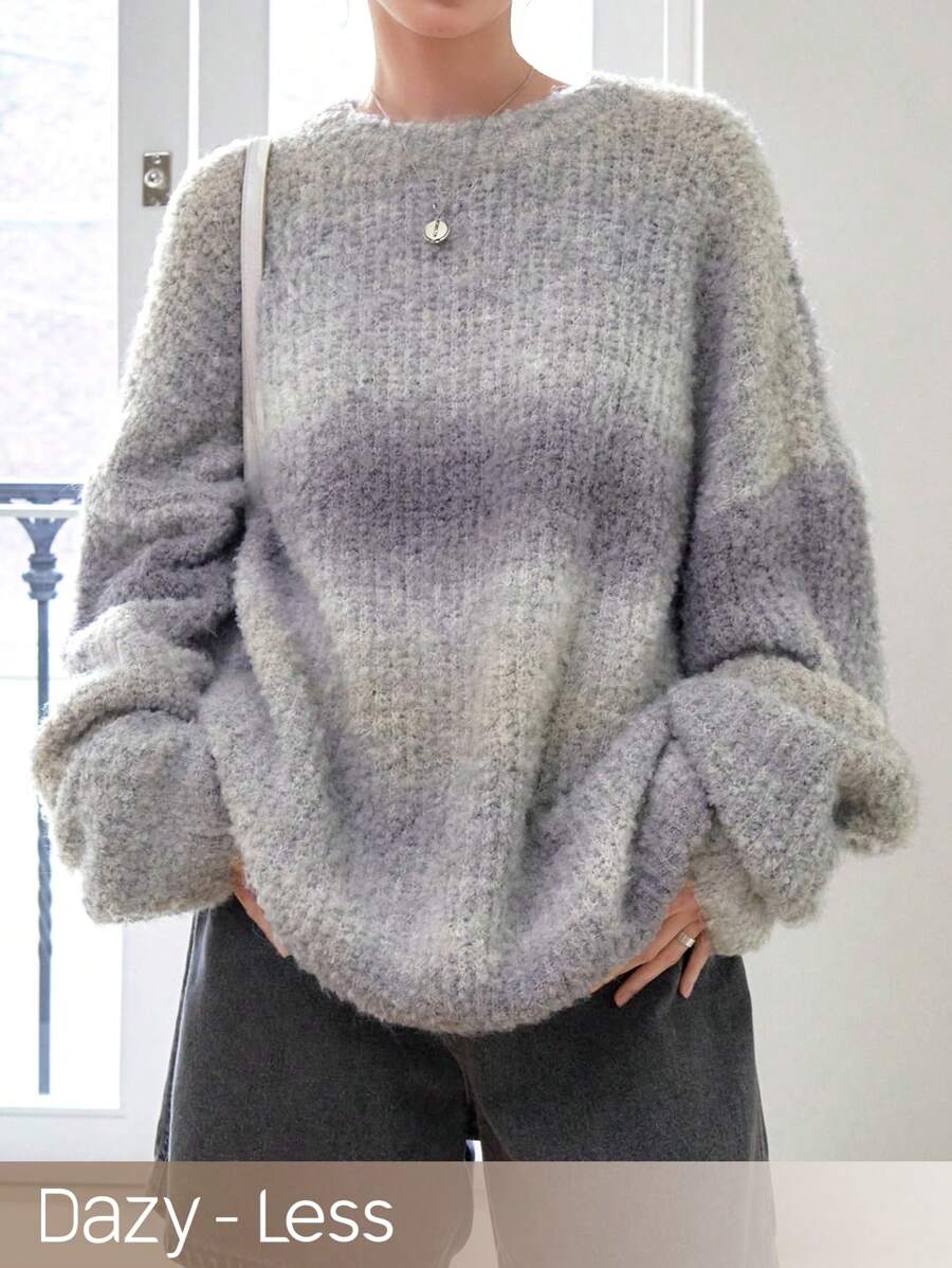 Dazy-Less Women's Allover Print Crew Neck Long Sleeve Sweater,Long ...