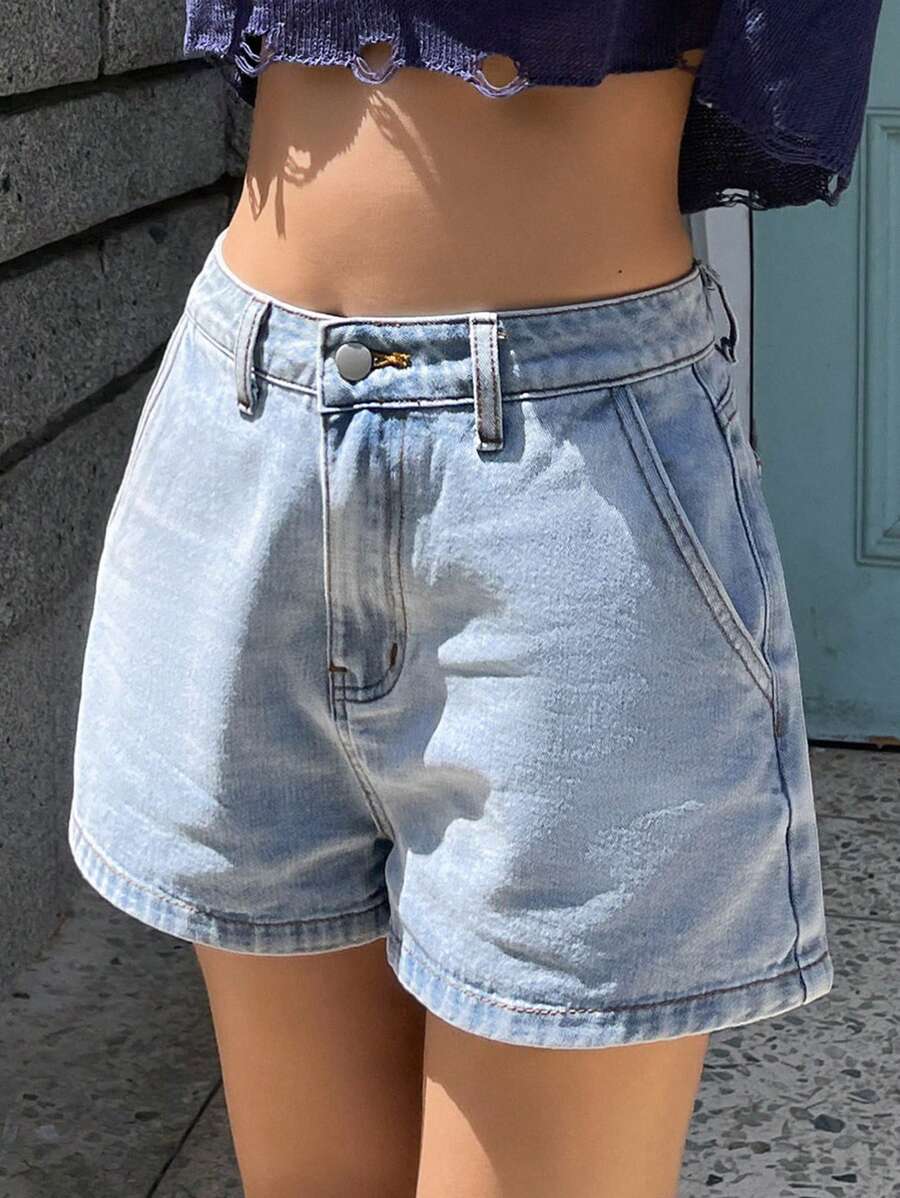 DAZY Vintage Cat Whisker Short Wide-Legged Women's Denim Shorts With ...