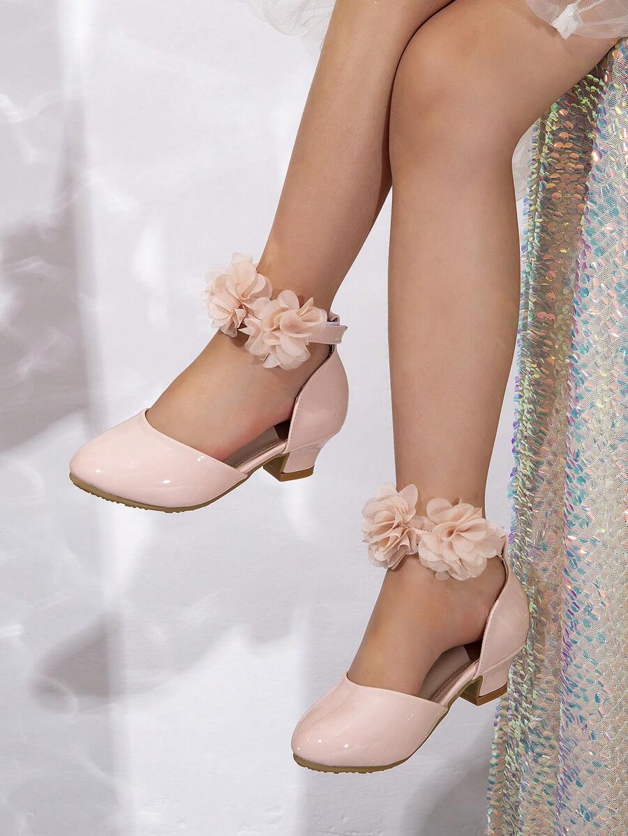 2024 New Summer High-Heeled Girls Shoes, Pink Patent Leather Closed-Toe ...