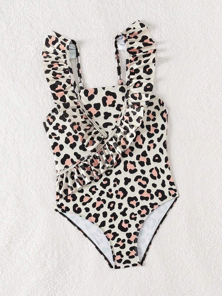 Tween Girl Summer Beach One-Piece Swimsuit With All-Over Print, Ruffles ...