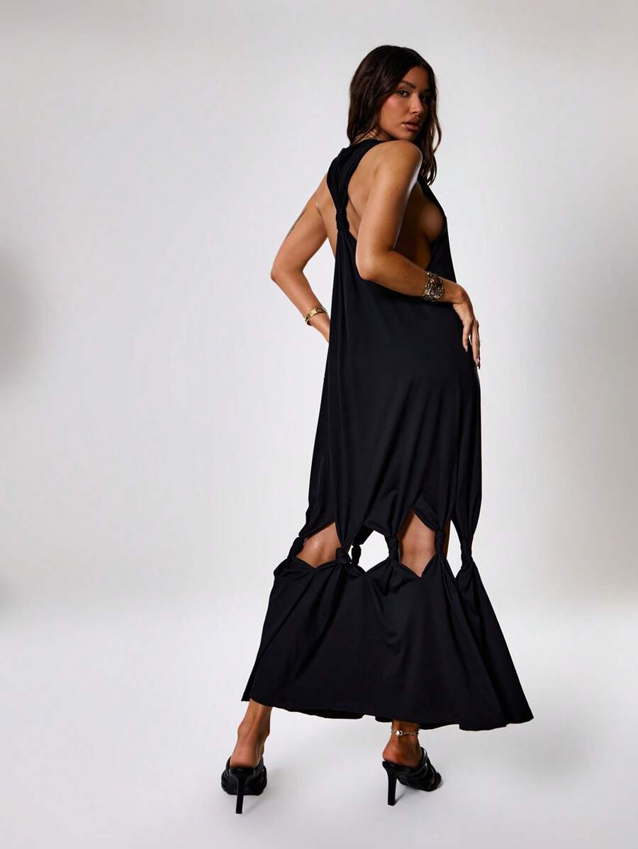 MUSERA Cut Out Knot Detail Maxi Dress Elegant Spring Summer Vacation Party | SHEIN USA