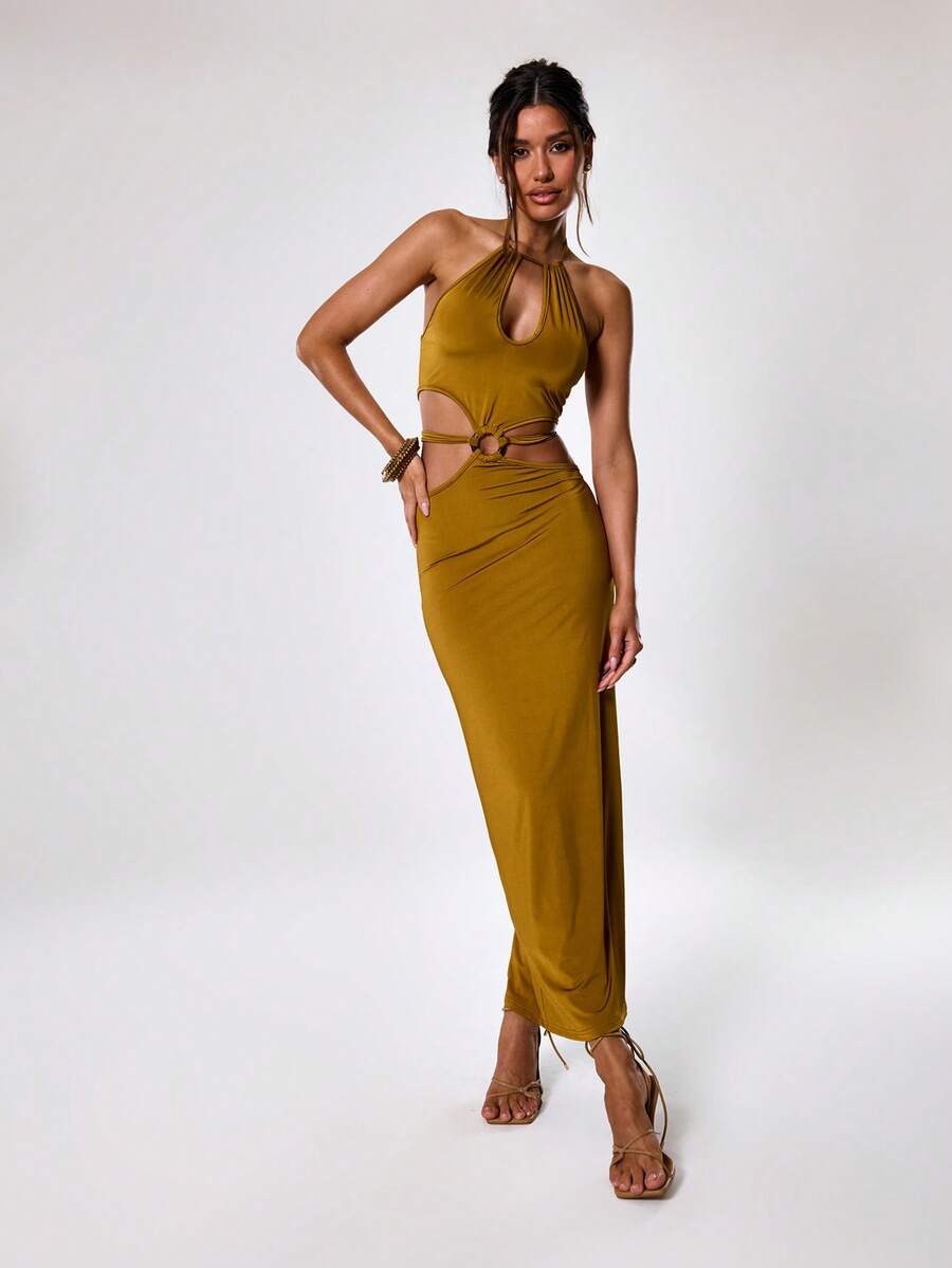 MUSERA Ring Detail Slinky Maxi Dress | SHEIN UK