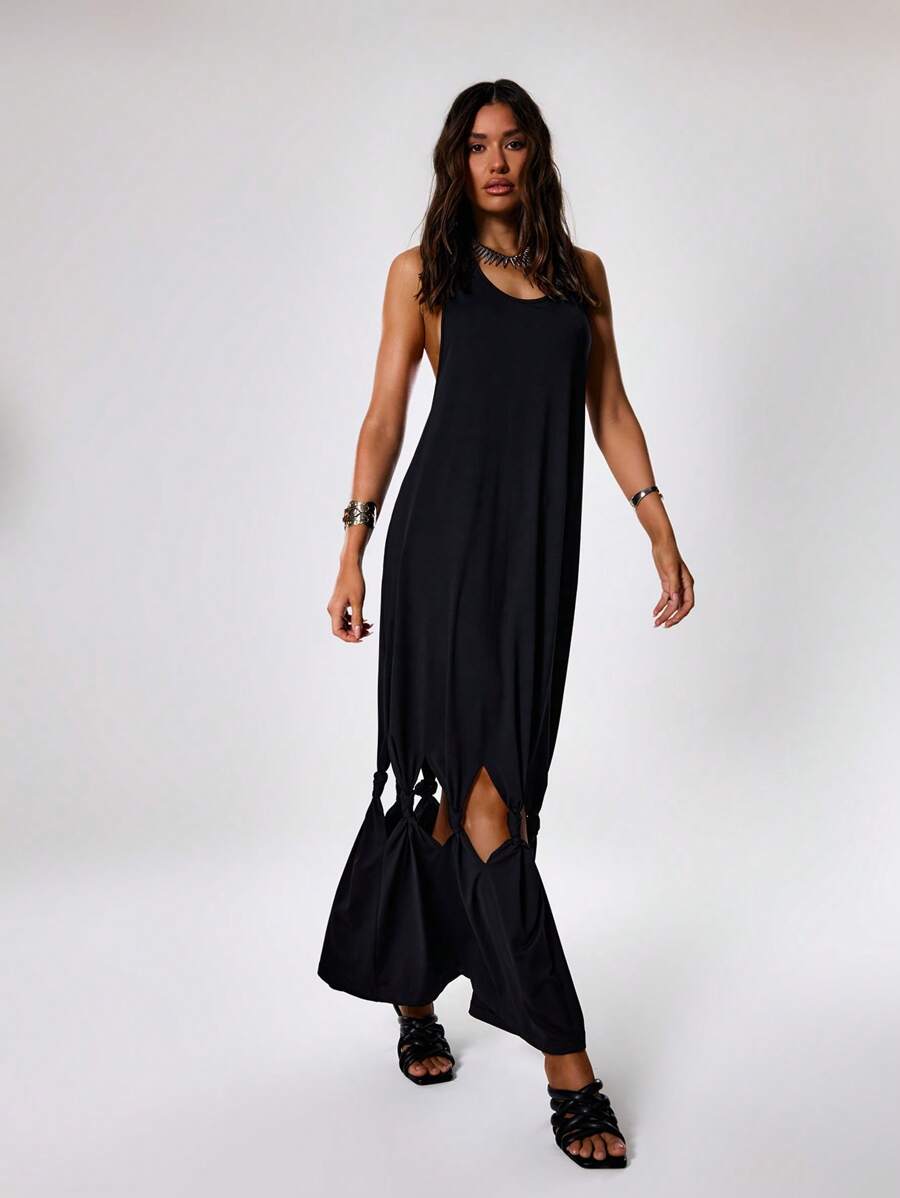 MUSERA Cut Out Knot Detail Maxi Dress Elegant Spring Summer Vacation Party | SHEIN USA