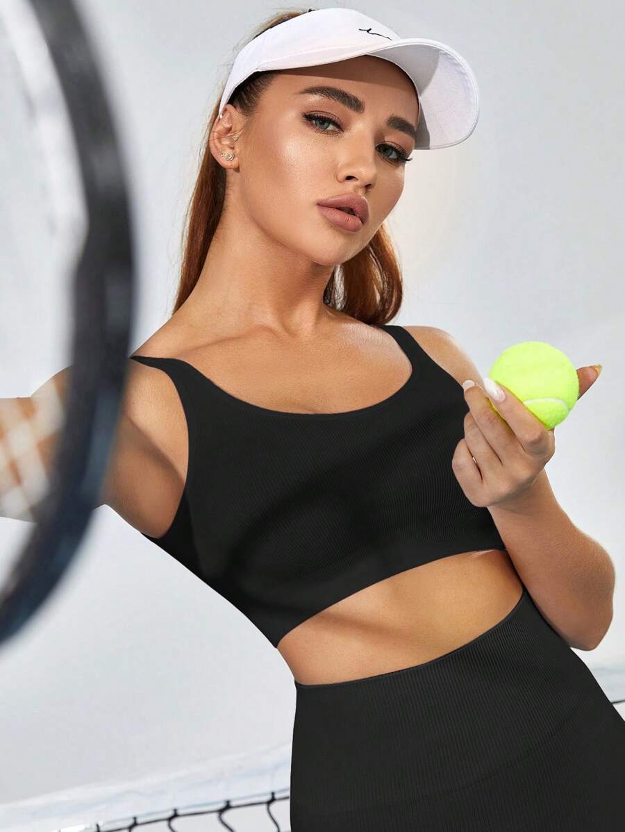 CourtClass Light Support Solid Padding Sports Bra,Women Tennis Outfit ...