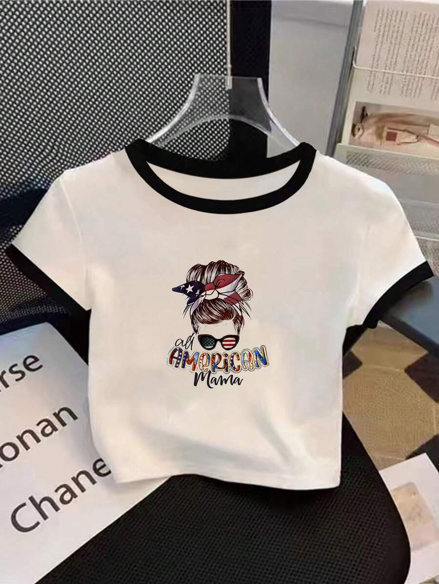 Teen Girl Simple Print Round Neck Short Sleeve Summer T-Shirt | SHEIN UK