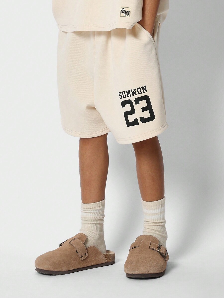 SUMWON Tween Girls Crop Fit Tee And Jorts With Number Print 2 Piece Set ...