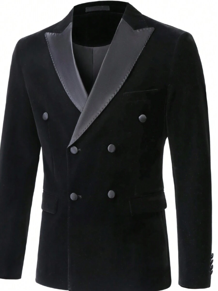 British Style Tuxedo Suit Men Formal Wedding Groom Velvet Slim Fit Suit ...