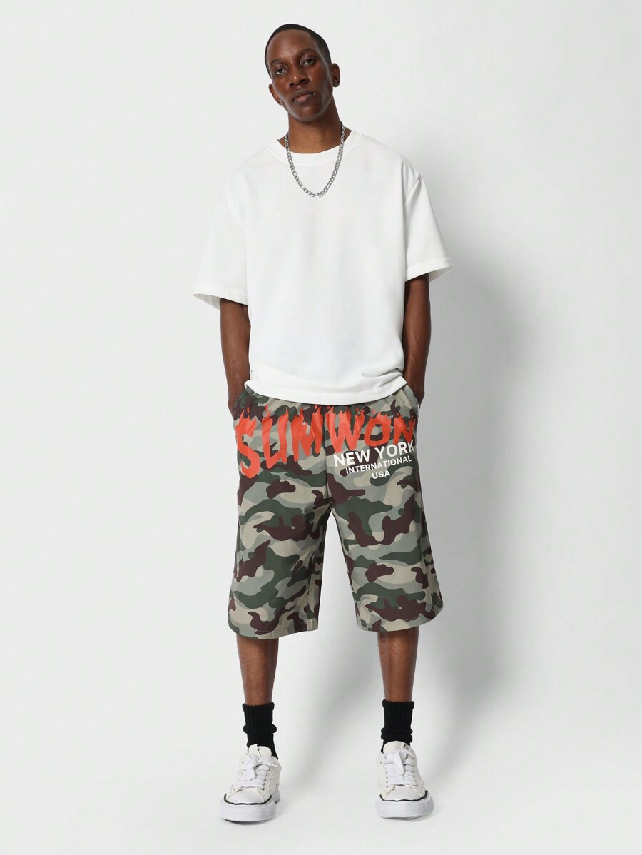 SUMWON Nylon Jorts With All Over Camo Print | SHEIN USA