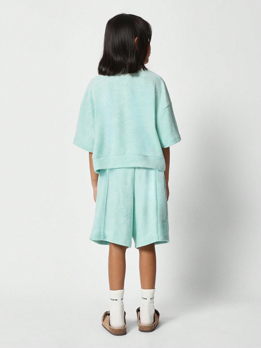 SUMWON Tween Girls Oversized Tee With Short 2 Piece Set | SHEIN