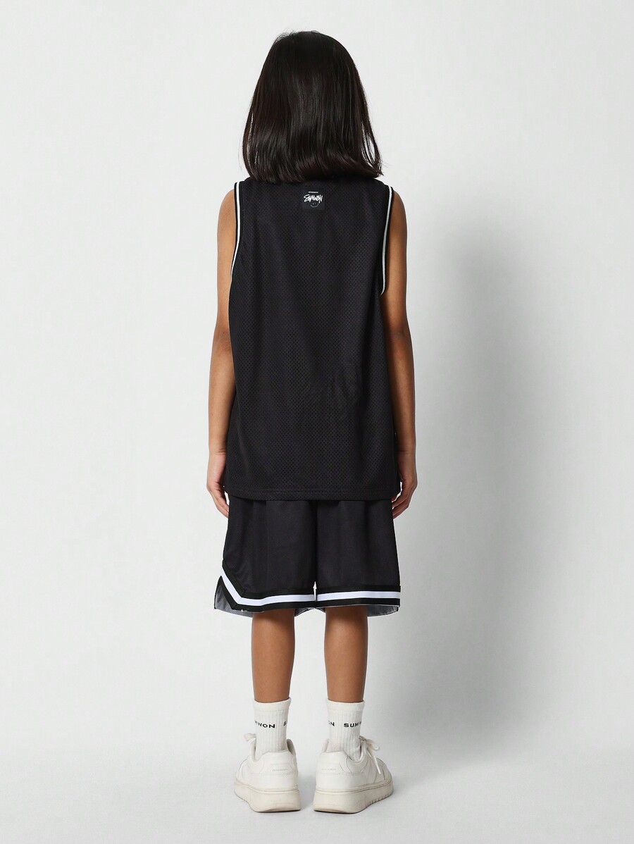 SUMWON Tween Girls Mesh Tank Top And Drop Crotch Short 2 Piece Set Back ...