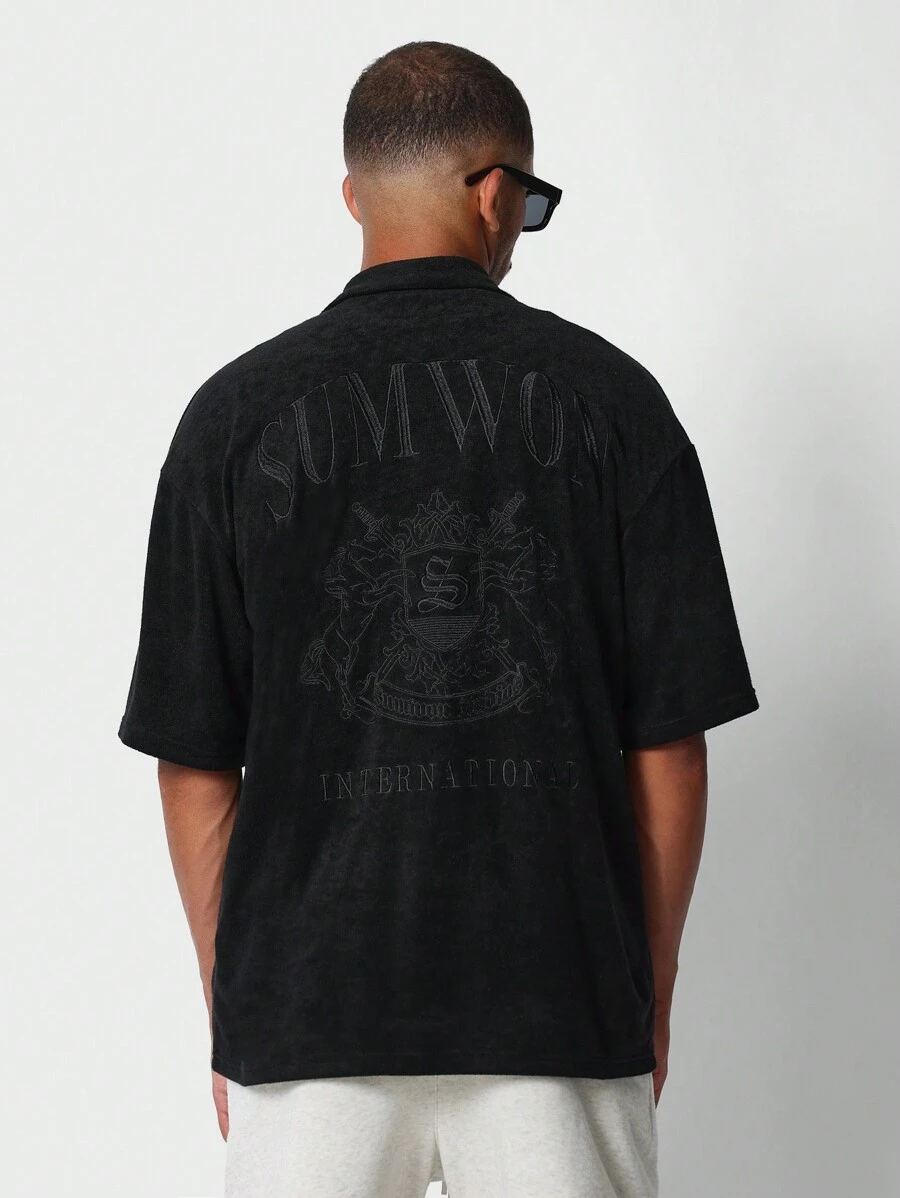 SUMWON Loose Fit Towelling Resort Shirt | SHEIN USA