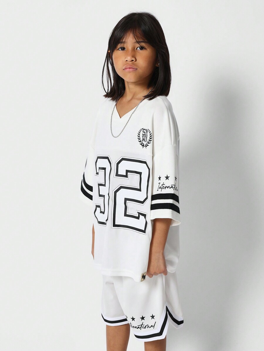 SUMWON Tween Girls Baseball Jersey Tee With Short 2 Piece Set for Sale ...