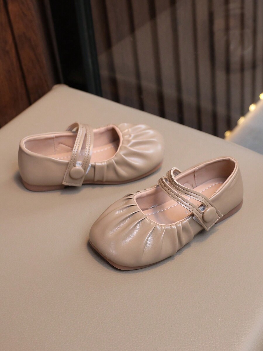 Children's Fashionable Buckle Flat Shoes With Folded Toe, Girls' Mary ...
