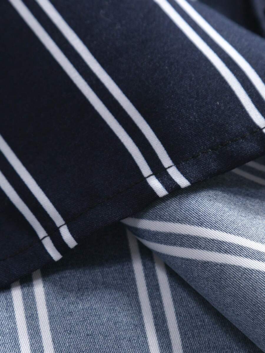 Manfinity Homme Men's Summer Striped Short Sleeve Casual Shirt, Button ...