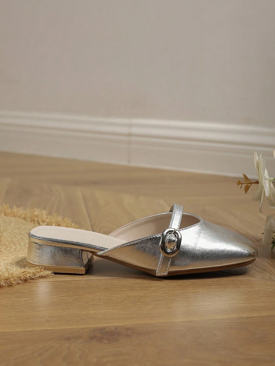 2024 New Silver Flat Sandals For Women With Soft Soles, Open-Toe ...