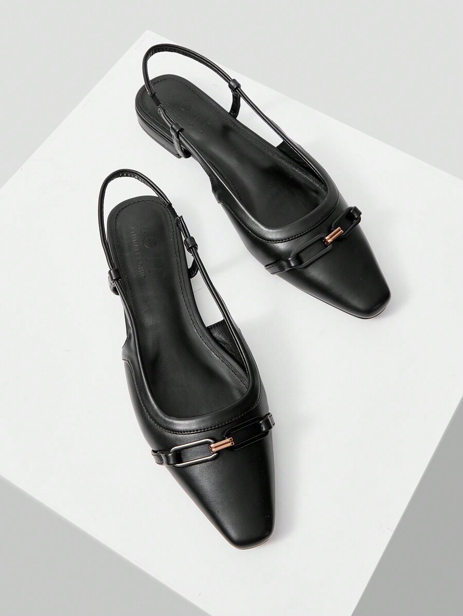 MOTF PREMIUM WOMEN BLACK COMFORTABLE SQUARE TOE FLAT SHOES, FOR ...