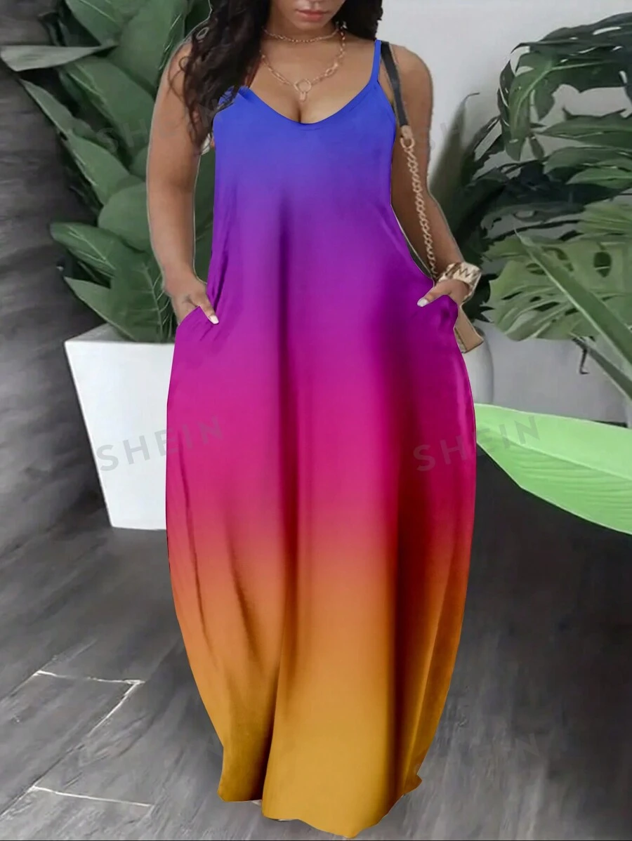 SHEIN Slayr Casual & Simple Sun Gradient Full Printed Loose Strappy ...