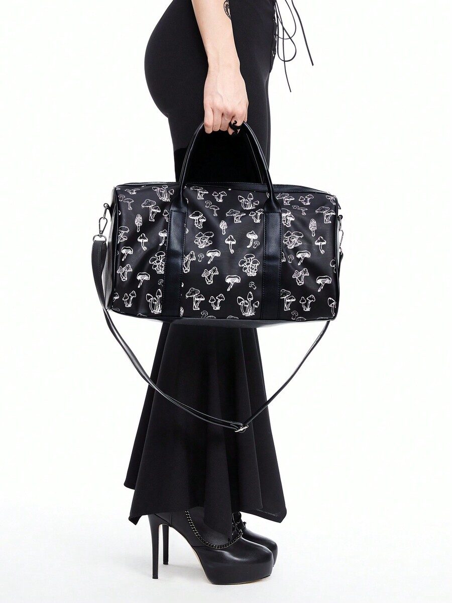 ROMWE Fairycore Leather Mushroom Printed Handbag Crossbody Travel Bag ...