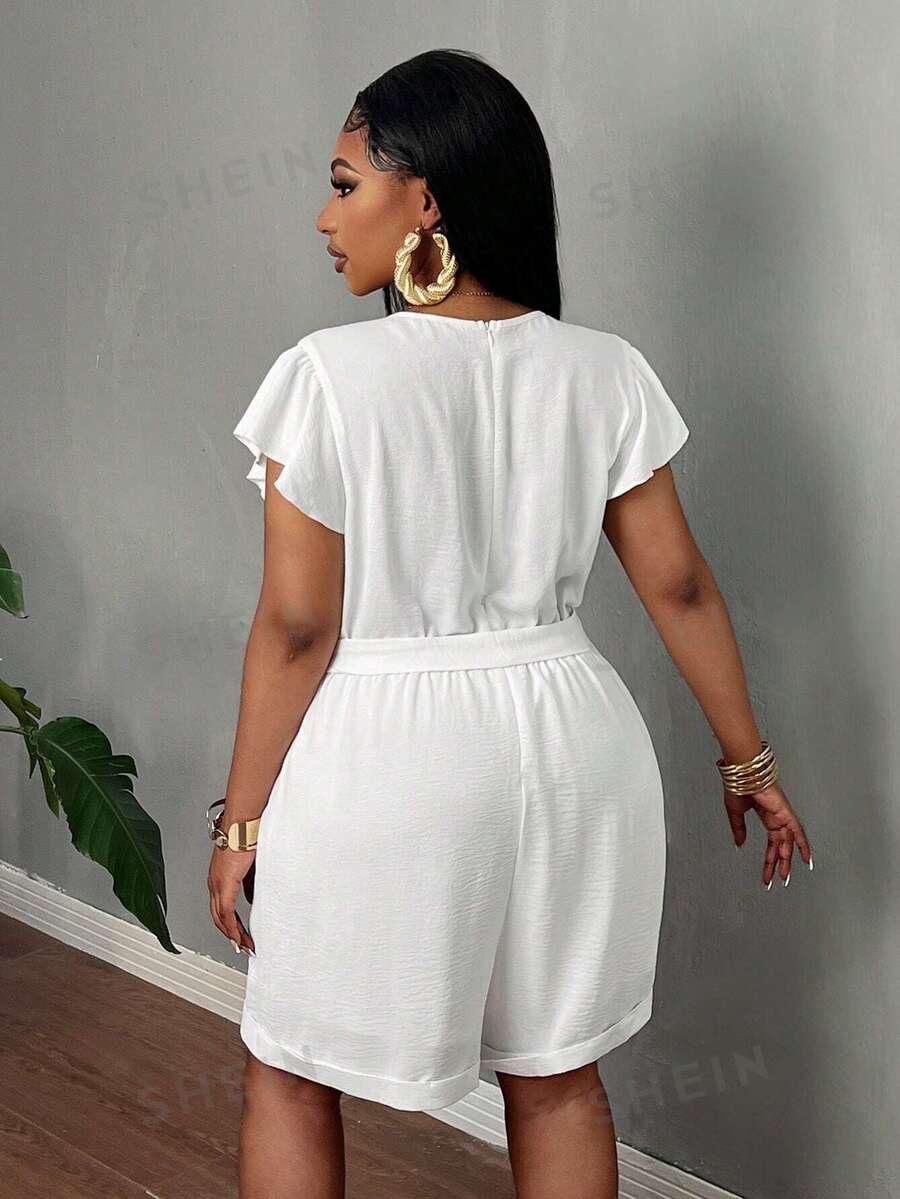 SHEIN Slayr Plus Size Women's Short Jumpsuit For Vacation, Daily Wear ...