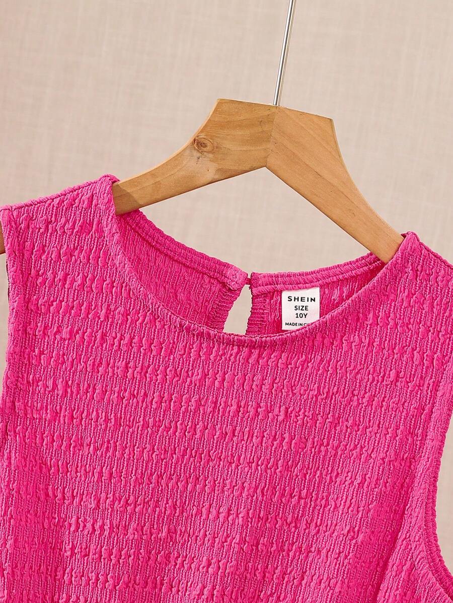 Tween Girl Basic Spring/Summer Knitted Jacquard Sleeveless Dress, Round ...