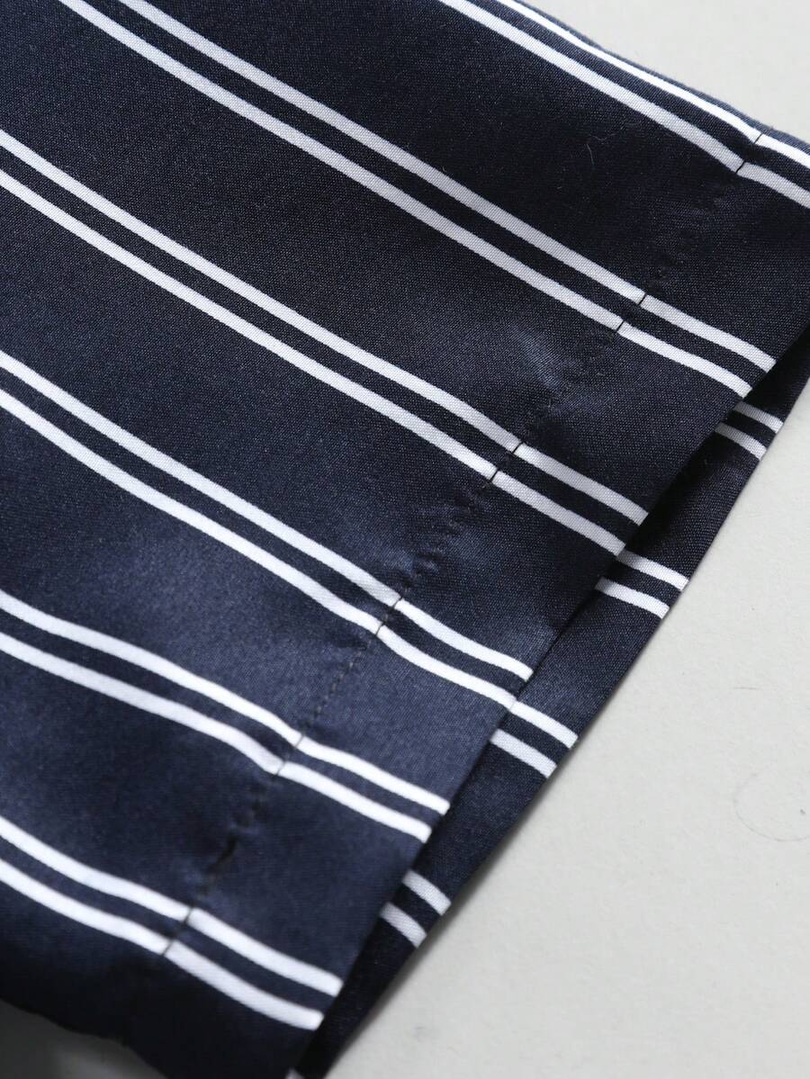 Manfinity Homme Men's Summer Striped Short Sleeve Casual Shirt, Button ...