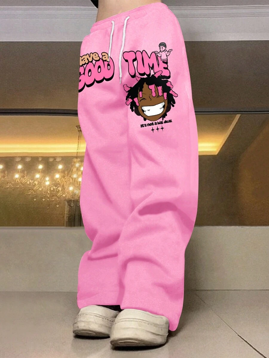 Manfinity Roghcode Men's Cartoon Letter Printed Pattern Drawstring ...