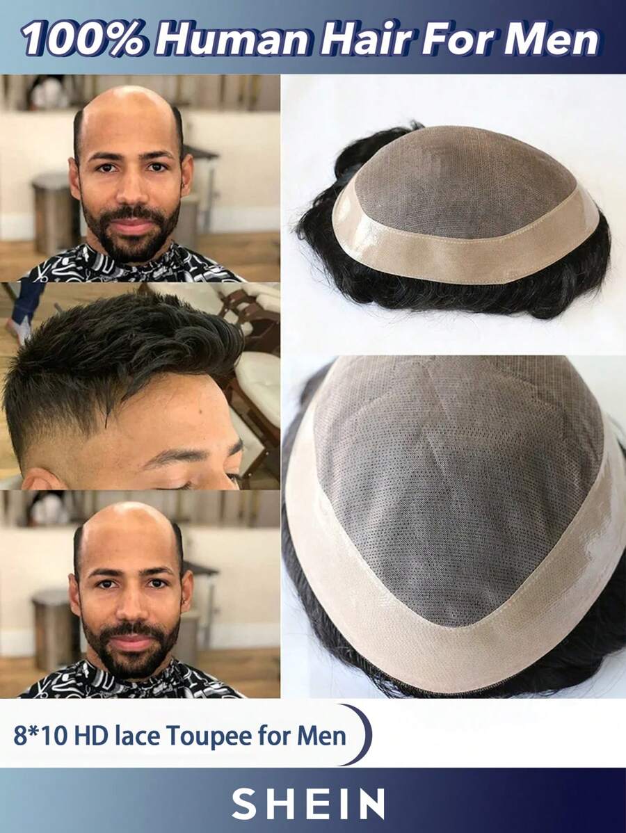 Fine Mono Men Toupee Hairpiece Poly Coating Around Human Hair ...