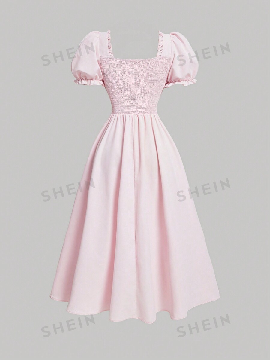 SHEIN MOD Summer Rave Festival Many Ways To Wear Pink Puff Sleeve Dress ...