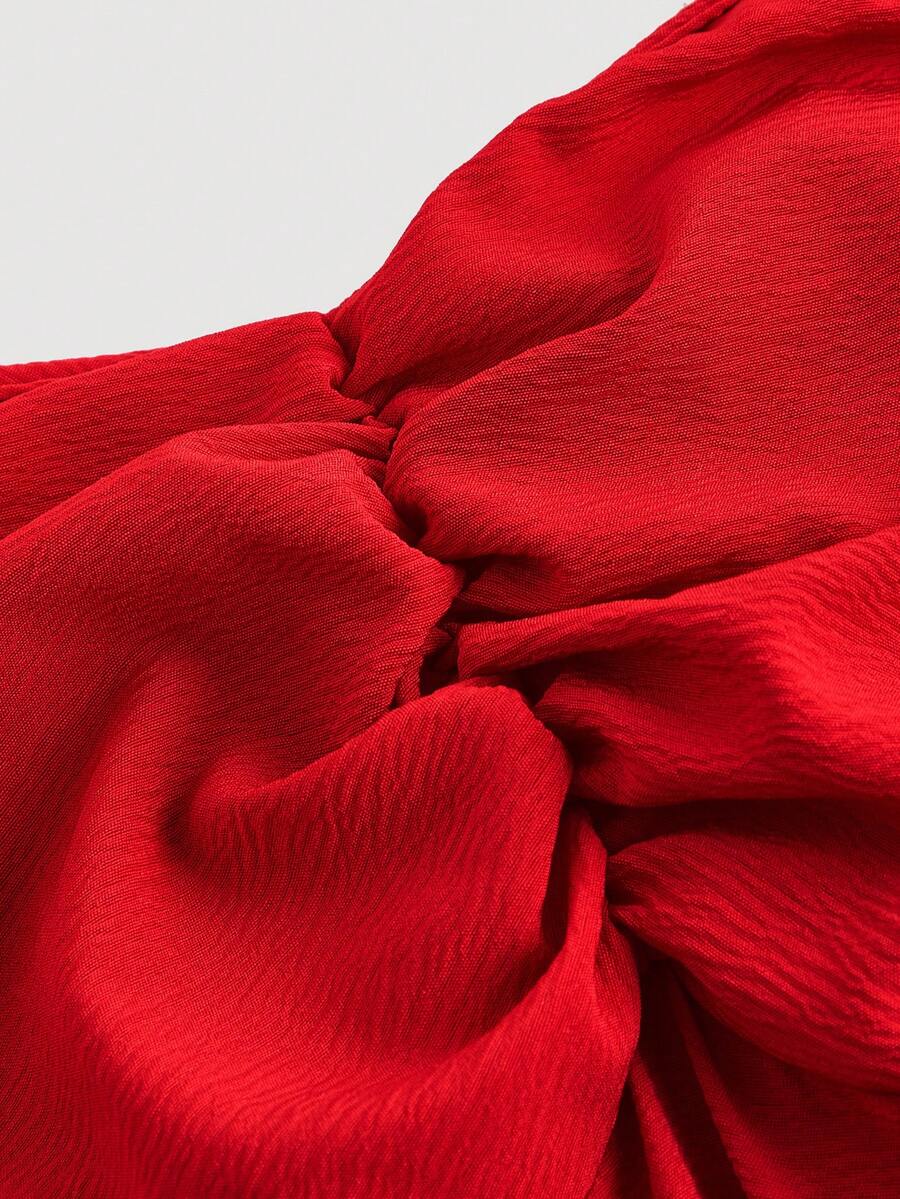 SHEIN MOD Plus Size Women's Simple Solid Color V-Neck Front Ruched ...