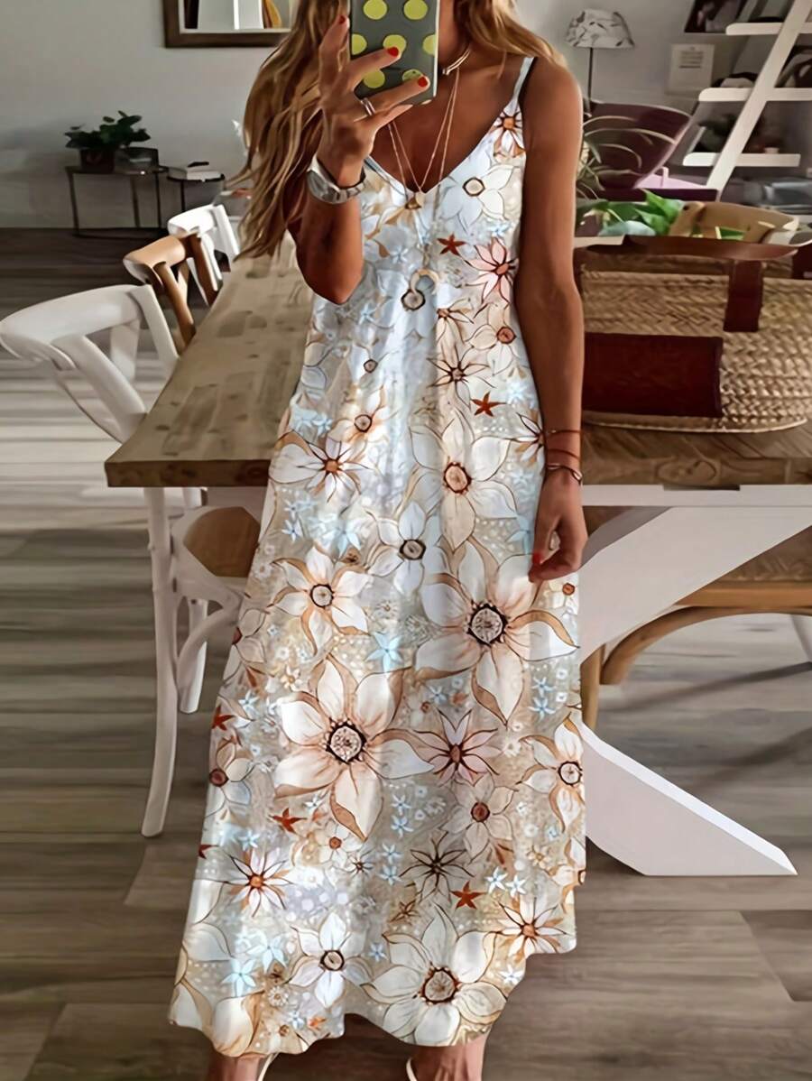 EMERY ROSE Ladies' Summer Floral Print Vacation Dress Maxi Women Outfit ...