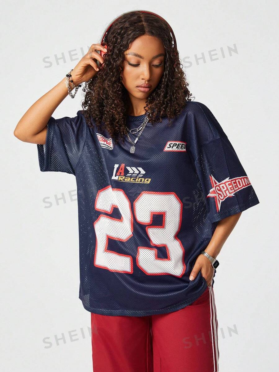 SHEIN Coolane Women's Summer Streetwear Sports Number Graphics Athletic ...