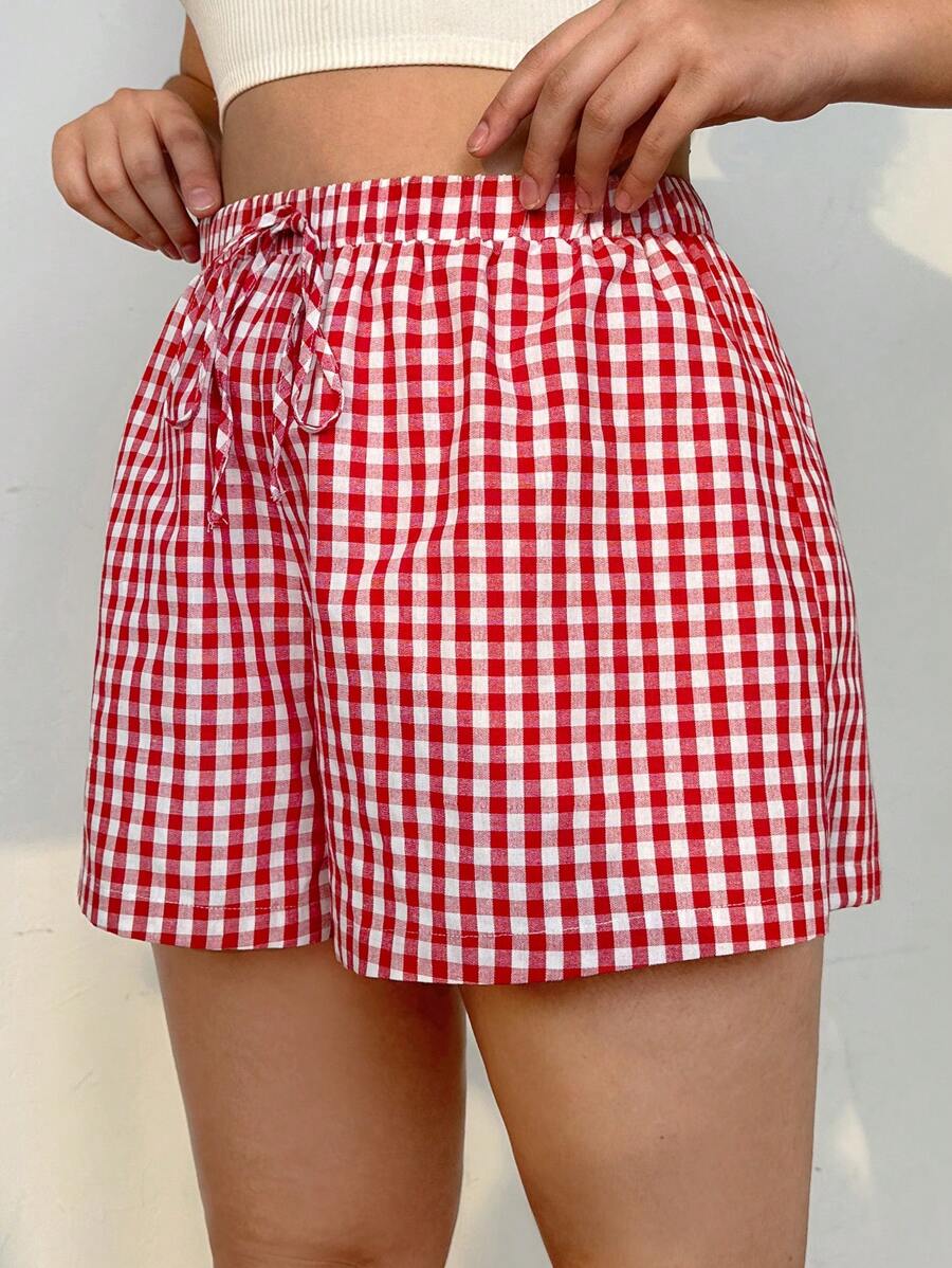 Comfortcana Valentine's Day,Women's Plus Size Red & White Plaid Woven ...