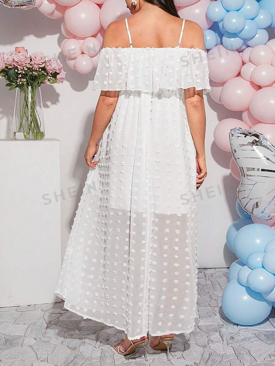 SHEIN Loomaby ชุดคลุมท้องสีทึบ Ruffle Ruffle Trim Party พร้อมสายสปาเก็ตตี้ | SHEIN TH