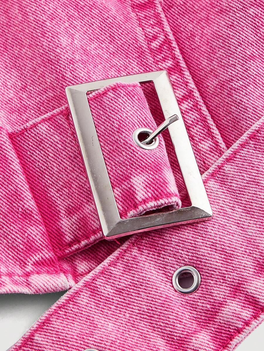 SHEIN ICON Plus Size Denim Crop Top, Street-Style, Sexy, Strapless ...